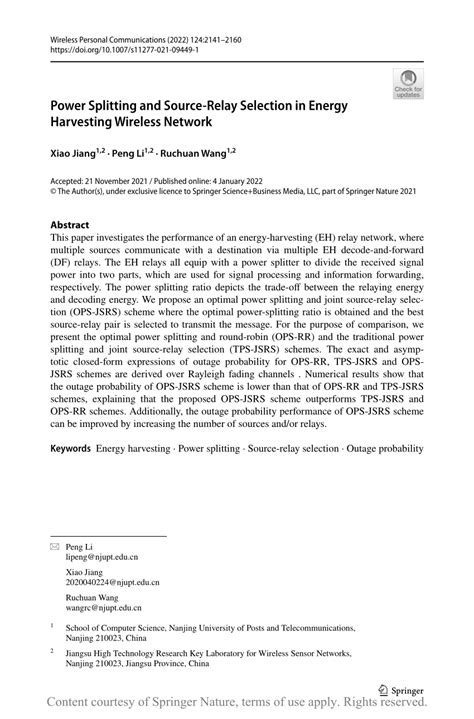 Power Splitting And Source Relay Selection In Energy Harvesting Wireless Network