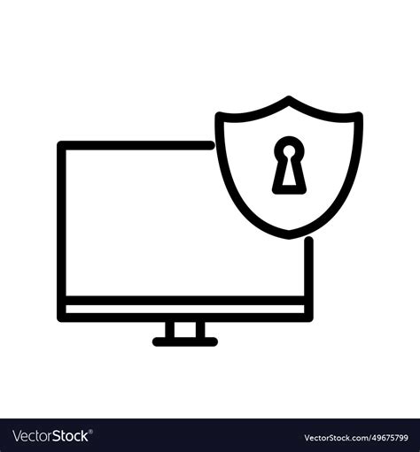 Monitor Secure Line Icon Logo Royalty Free Vector Image