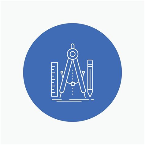 Build Design Geometry Math Tool White Line Icon In Circle Background Vector Icon