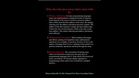 Why Does The Java Array Index Start With 0javacodinginterviewquestion