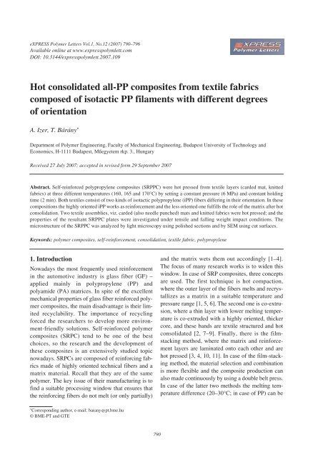 Hot Consolidated All Pp Composites From Textile Fabrics Express