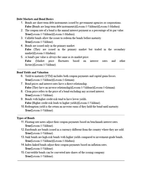 true or false pdf bonds finance yield finance