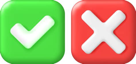 3d Right And Wrong Button In Square Shape 35715711 Png