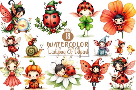Ladybug Elf Clipart Bundle