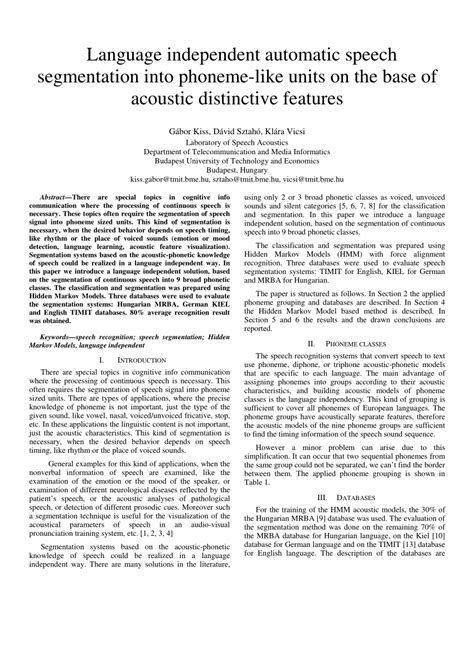 Pdf Language Independent Automatic Speech Segmentation Into Phoneme