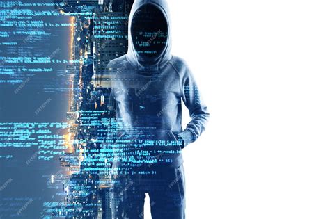Premium Photo Mysterious Cyber Hacker With Obscured Face Standing Before A Screen With