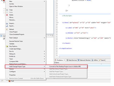 xml flash builder not showing desktop application stack overflow