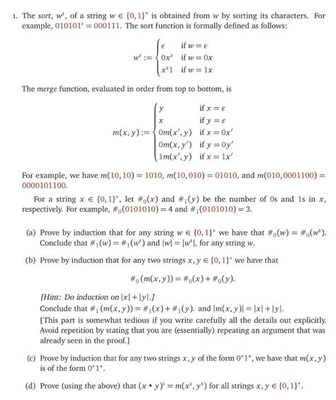 Solved 1 The Sort W Of A String W€ 01 Is Obtained