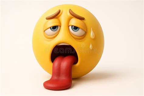 Exhausted Emoji With Tongue Out Drooping Eyes And Sweat Drop Showing