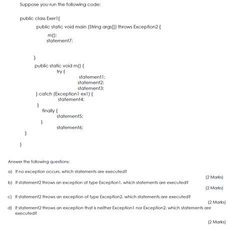 Solved Answer The Following Questions A If No Exception