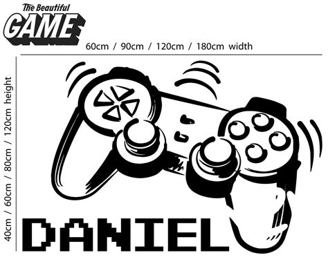 Gaming Controller Personalised Name Wall Sticker Uk