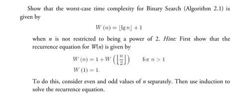 Solved Show That The Worst Case Time Complexity For Binary