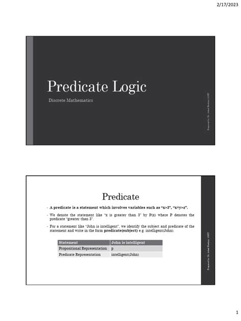 Predicates Pdf Mathematical Logic Logic