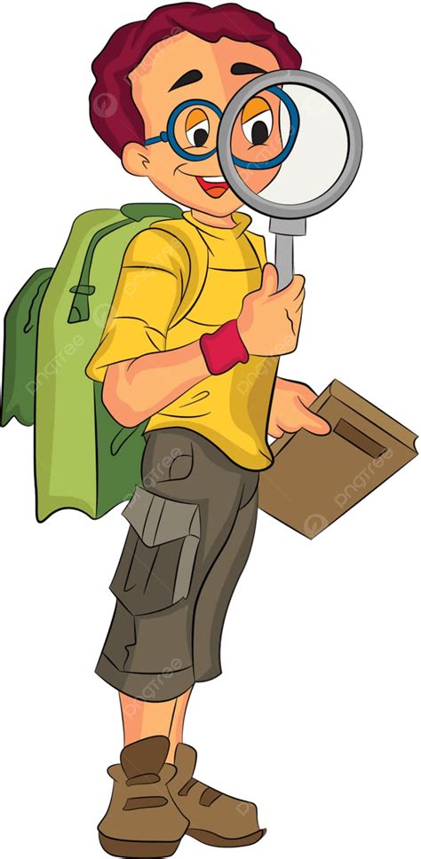 Male Explorerillustration Picture Bag Science Vector Picture Bag