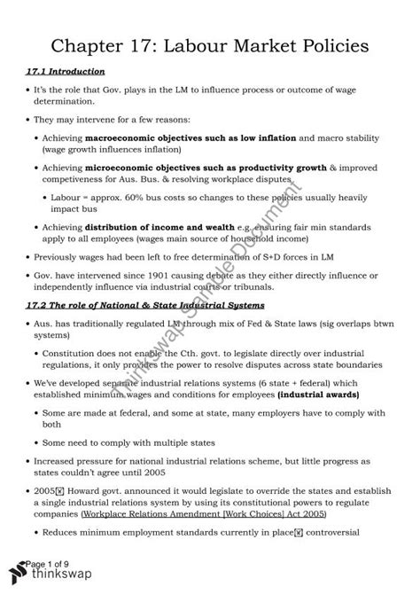 Labour Market Policies Economics Year 12 Hsc Thinkswap