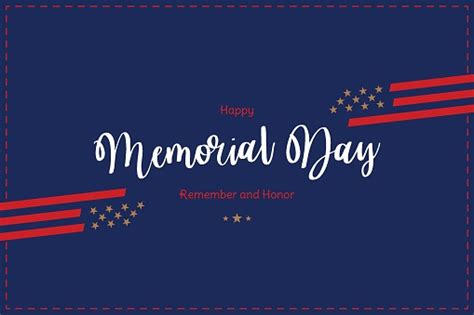 해피 현충일 파란색 배경에 미국 플래그와 인사말 카드 내셔널 아메리칸 홀리데이 이벤트 플랫 벡터 일러스트레이션 Eps10 개념에 대한 스톡 벡터 아트 및 기타 이미지