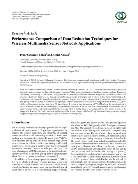 Pdf Performance Comparison Of Data Reduction Techniques For Wireless Multimedia Sensor Network