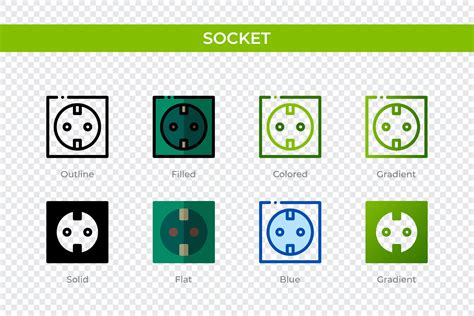 Socket Icon In Different Style Socket Vector Icons Designed In Outline