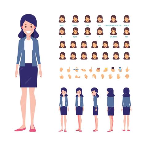 Premium Vector Business Woman For Animation Various Hairstyles