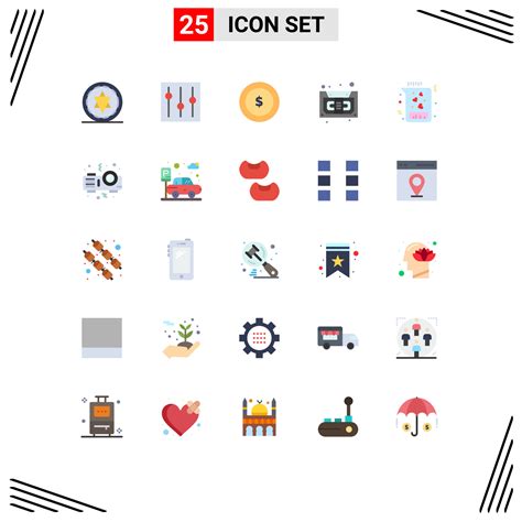 25 Flat Color Concept For Websites Mobile And Apps Heart Chemical Coin Recorder Cassette