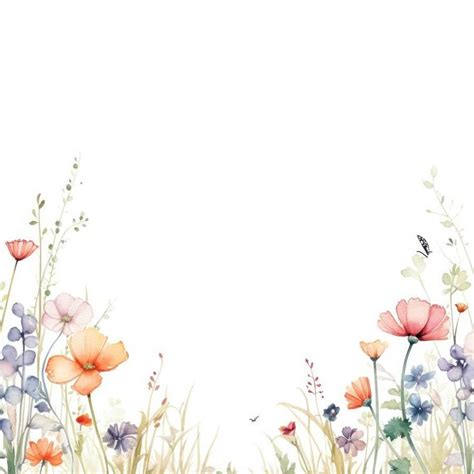 Watercolor Wildflowers Border Flower Background Vertical Wildflower