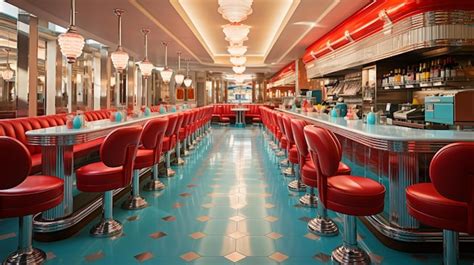 Premium Photo Retro American Diner Interior Design