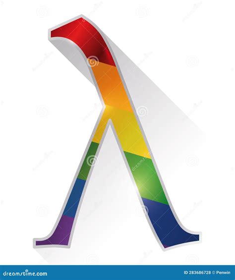Lambda Symbol With Rainbow Flag Colors And Long Shadow Vector