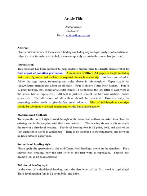 Scientific Writing Format Pdf Paragraph