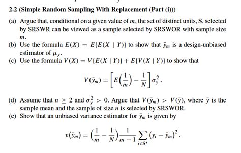 Simple Random Sampling With Replacement Part Chegg