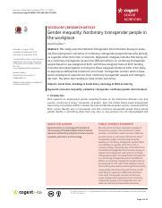 Gender Inequality Nonbinary Trans People In The Workplace Pdf Davidson Cogent Social Sciences