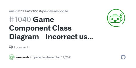Game Component Class Diagram Incorrect Use Of Labelling Of Relationships · Issue 1040 · Nus