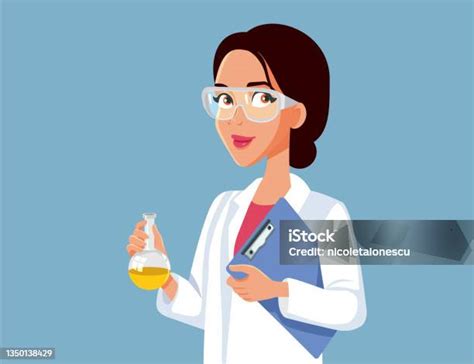 튜브와 파일 벡터 일러스트레이션을 들고 있는 과학자 여성 과학자에 대한 스톡 벡터 아트 및 기타 이미지 과학자 한 명의 여자만 벡터 Istock