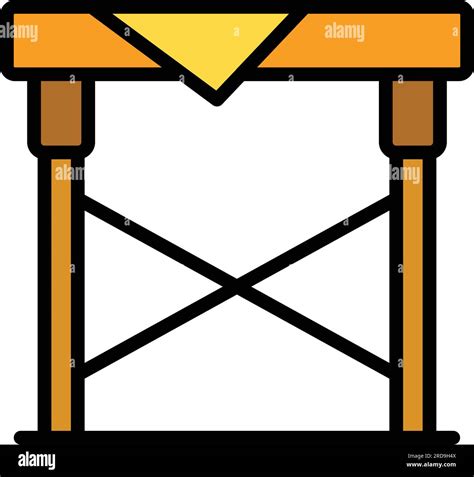 Foldable Table Icon Outline Vector Folding Bench Iron Table Color