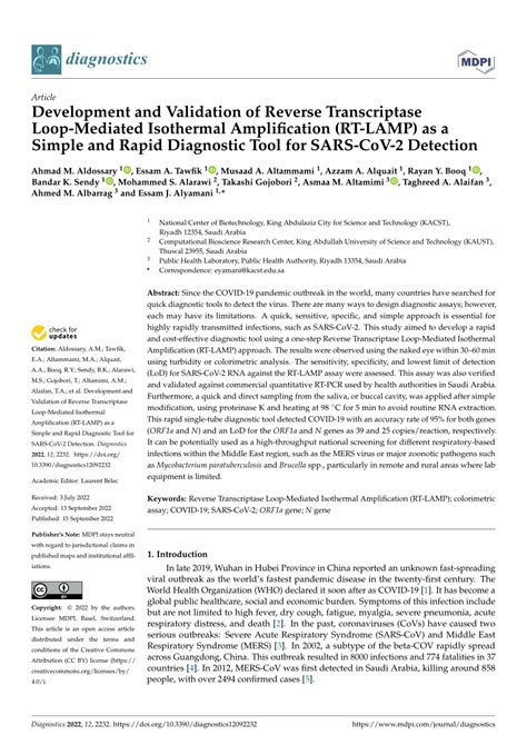 Pdf Development And Validation Of Reverse Transcriptase Loop Mediated Isothermal Amplification