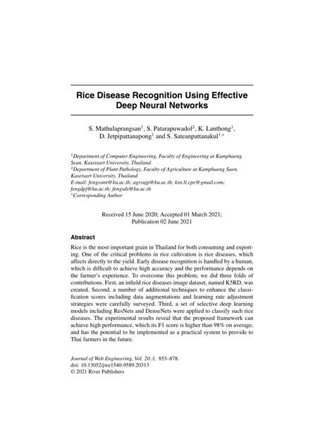 Pdf Rice Disease Recognition Using Effective Deep Neural Network