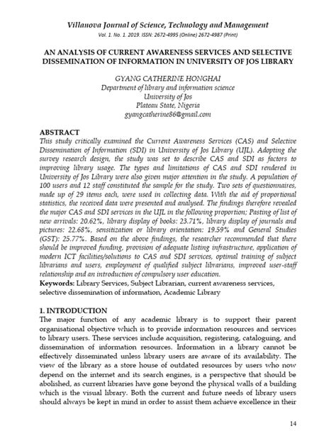 an analysis of current awareness services and selective dissemination