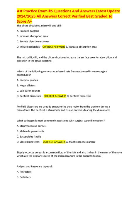 Ast Practice Exam 6 Questions And Answers Latest Update 2024 2025 All Answers Correct Ver
