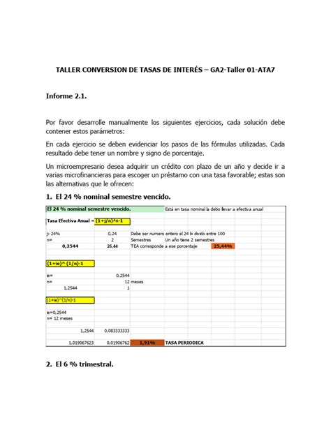 Ga2 Conversion De Tasas De Interes Compuesto Pdf Bancario