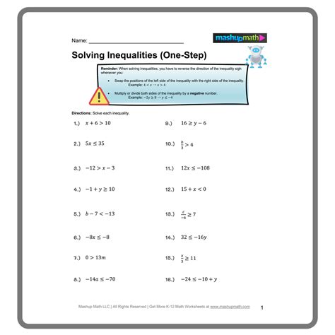 Solving Inequalities Worksheets—printable With Answers — Mashup Math