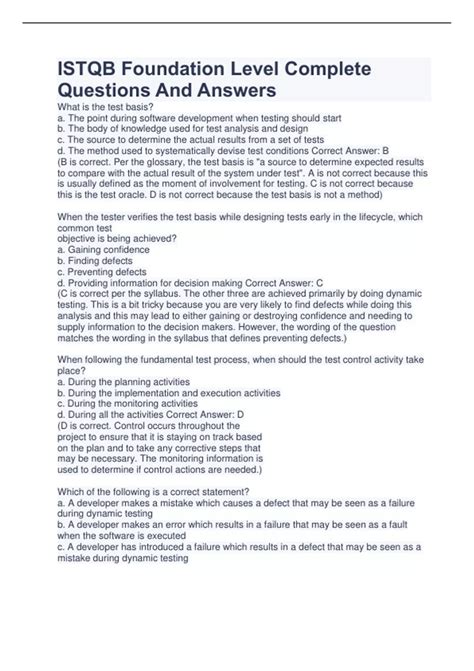 Istqb Foundation Level Complete Questions And Answers Istqb Foundation Level Stuvia Us