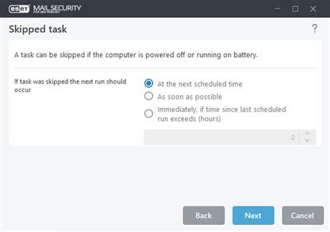 Scheduler Add Task ESET Mail Security ESET Online Help