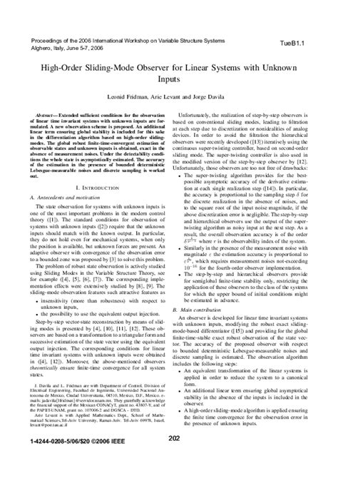 pdf high order sliding mode observer for linear systems with unknown