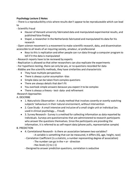 Psychology Lecture 2 Notes Warning Tt Undefined Function 32