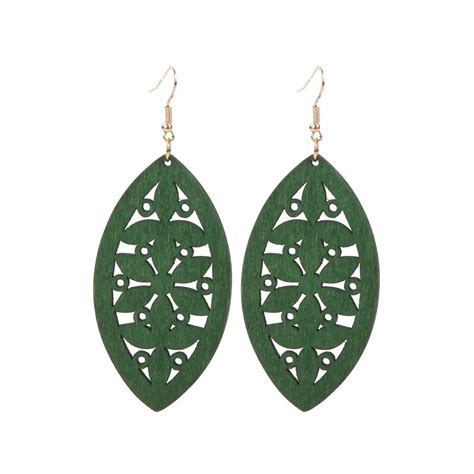 민족 스타일 기하학 중공 잎 나무 귀걸이 패션 트렌드 실루엣 디자인 매달려 귀걸이 여성 아름다운 세련된 보석드롭 이어링