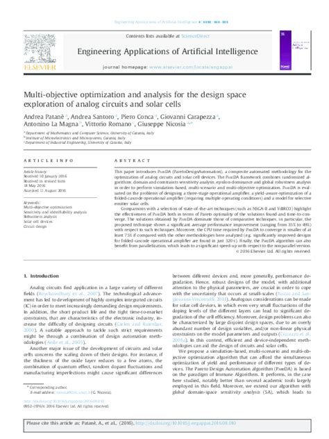 Pdf Multi Objective Optimization And Analysis For The Design Space