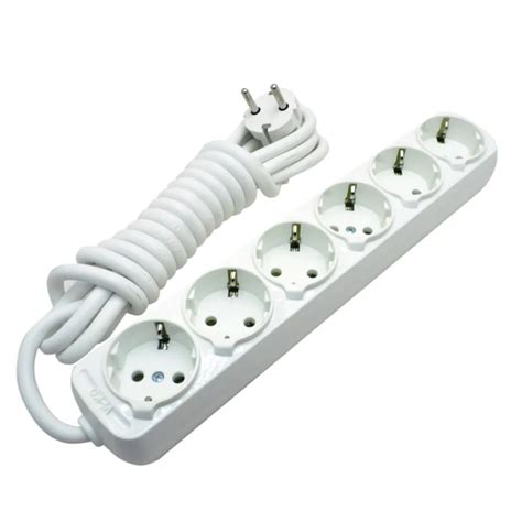 Six Plus Grounded Group Socket White With 3m Cable 250