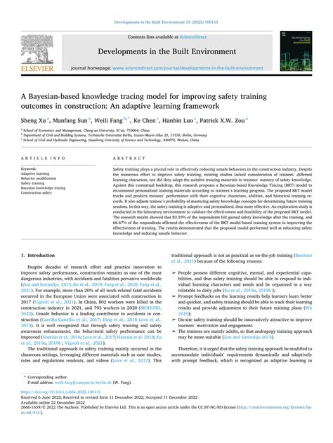 pdf a bayesian based knowledge tracing model for improving safety