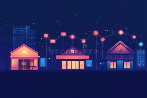 Smart City Retail Connected Shops Iot Digital Signage And Data Stock Illustration