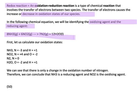 Solved Identify The Oxidizing Agent And The Reducing Agent In The