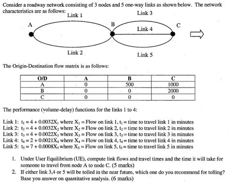 solved consider a roadway network consisting of 3 nodes and
